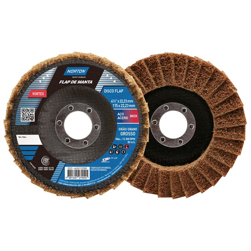 Disco Flap Grosso Marrom Vortex Rapido Prep 115 x 22mm Norton em ...